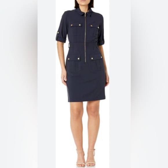 Sharagano | Dresses | Sharagano Navy Cargopocket Shirt Dress Size 6 ...
